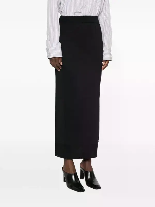 OTTOD'AME Fine-knit Slit-detail Midi Skirt