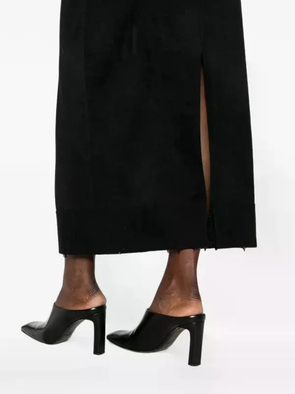 OTTOD'AME Fine-knit Slit-detail Midi Skirt