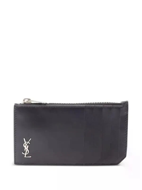 Saint Laurent 2020s Tiny Cassandre Logo-plaque Cardholder - Black