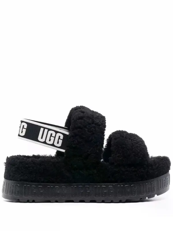UGG Oh Fluffita Slingback Sandals - Black