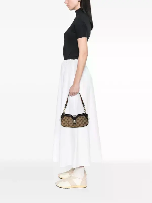 Gucci Mini Gg Canvas Web Moon Side Shoulder Bag