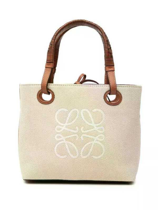 Loewe 2025 Mini Canvas Anagram Tote Satchel - Brown