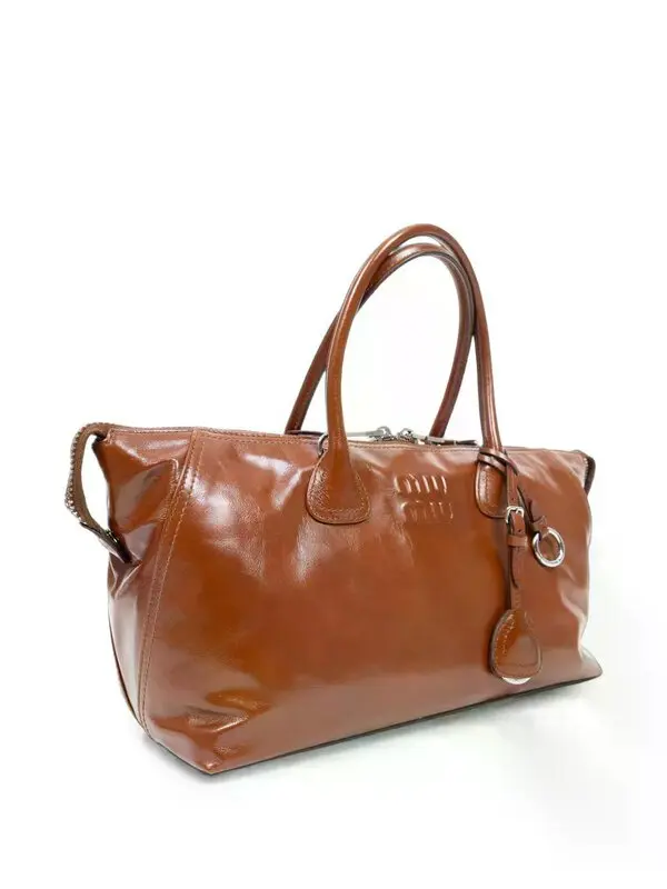 Miu Miu Logo-embossed Leather Tote Bag