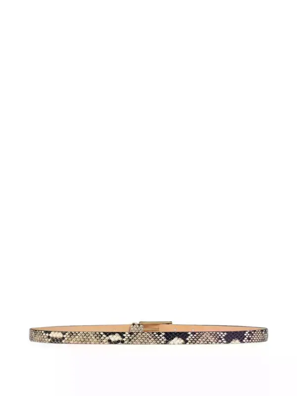 Victoria Beckham Dorian Snake-print Leather Belt - Brown