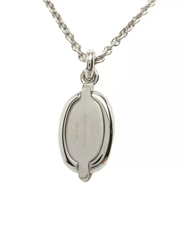 Hermès Palladium Plated Mini Maillon Pendant Necklace - Silver