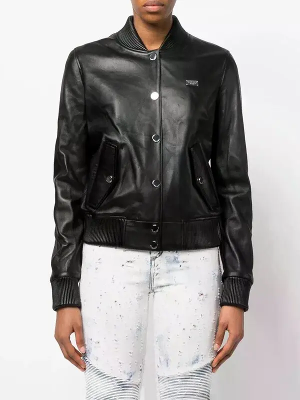 Philipp Plein Leather Bomber Jacket