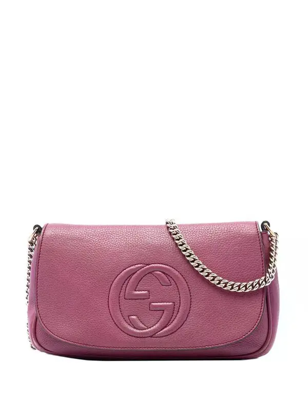 Gucci Soho Chain Flap Crossbody Bag In Calfskin - Pink
