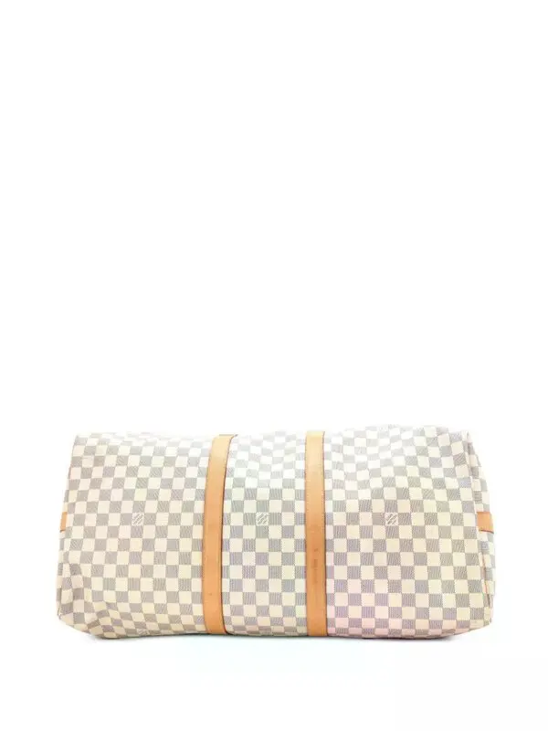 LOUIS VUITTON Keepall Bandouliere Damier 55 Travel Bag - White