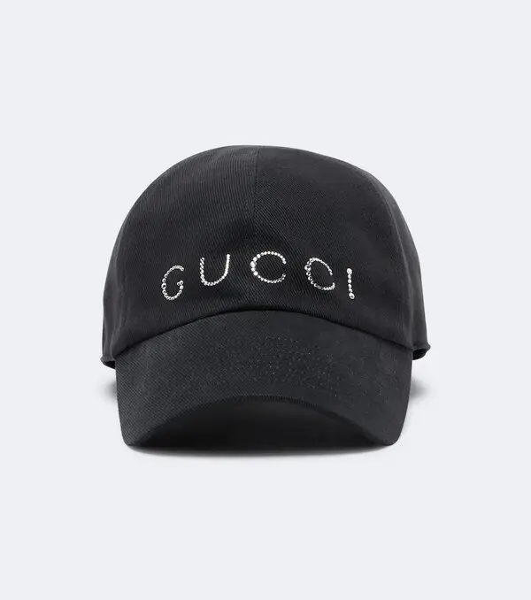 Gucci Embellished Logo Cotton-blend Baseball Cap - Black