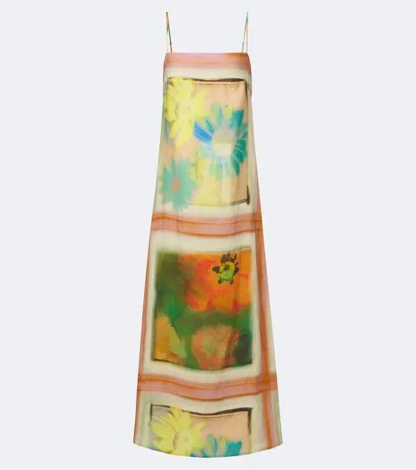 Staud Laura Floral Linen Maxi Dress - Multicoloured