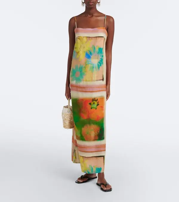 Staud Laura Floral Linen Maxi Dress