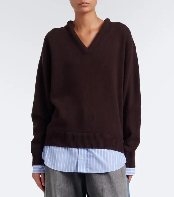 Acne Studios Layered V-neck Wool Sweater