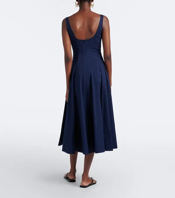 Staud Wells Cotton Poplin Midi Dress