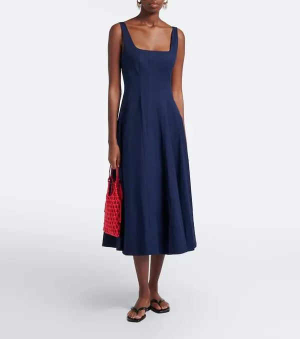 Staud Wells Cotton Poplin Midi Dress
