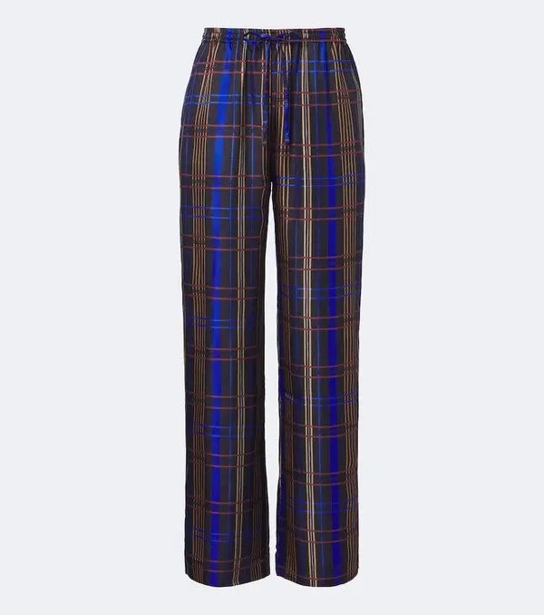 Asceno Aurelia Plaid Silk Twill Wide-leg Pants - Multicoloured