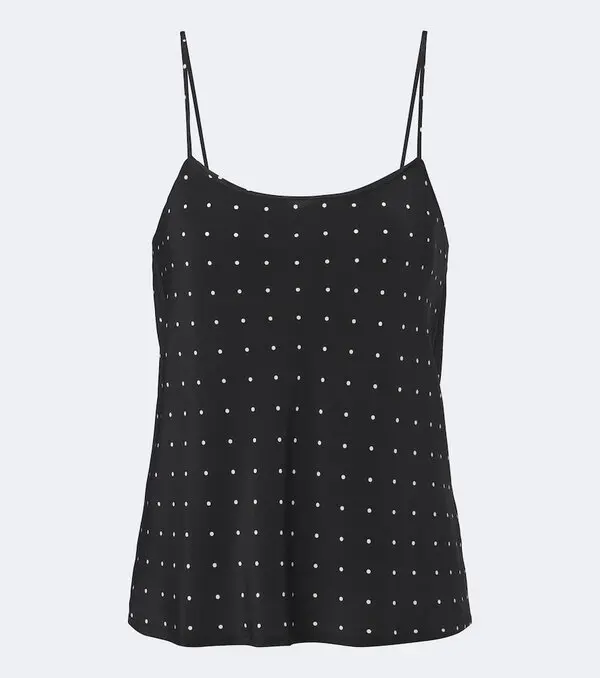 Asceno Matera Polka-dot Silk Camisole - Black