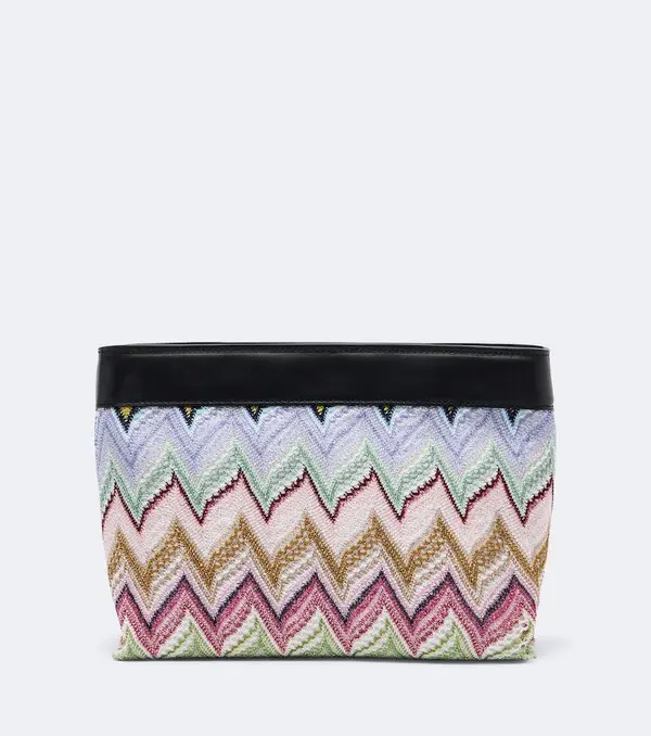 Missoni Zigzag Leather-trimmed Lame Pouch - Multicoloured