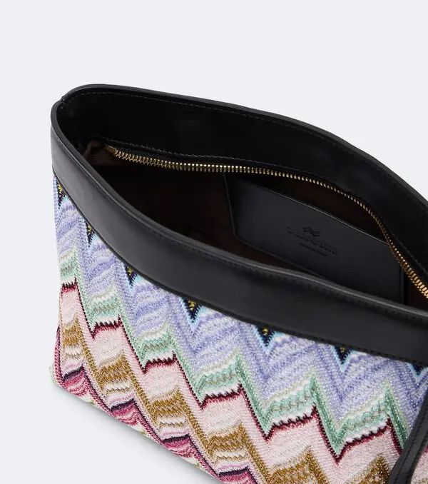 Missoni Zigzag Leather-trimmed Lame Pouch