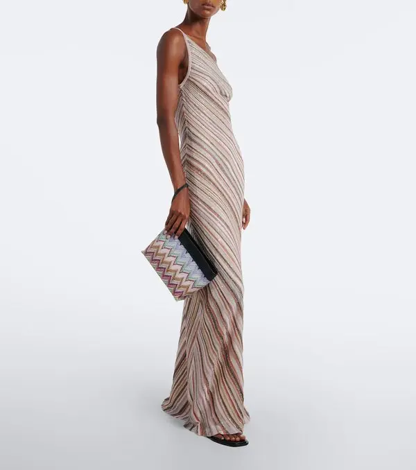 Missoni Zigzag Leather-trimmed Lame Pouch