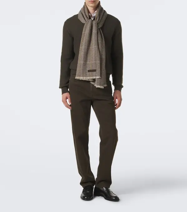 Zegna Herringbone Cashmere Scarf