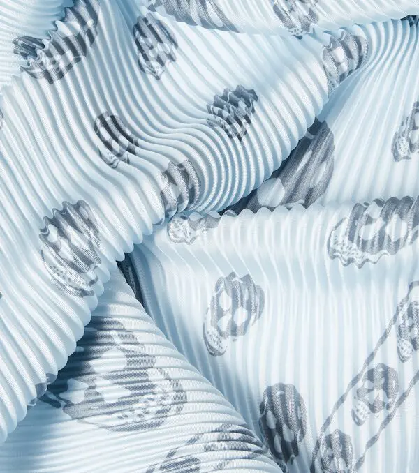 Alexander McQueen Skull Pleated Silk Scarf