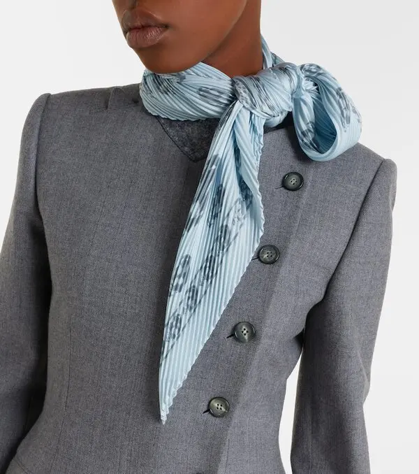 Alexander McQueen Skull Pleated Silk Scarf