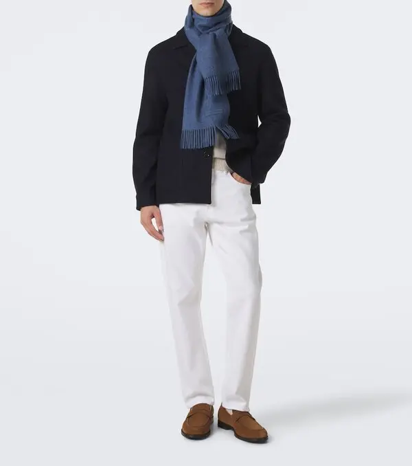 Zegna Fringed Cashmere Scarf - Blue