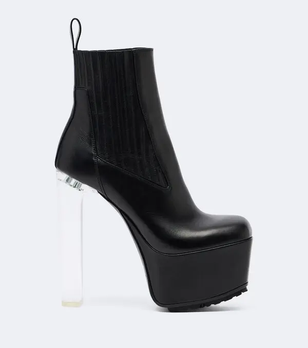 Rick Owens Beatle Kiss Leather Platform Ankle Boots