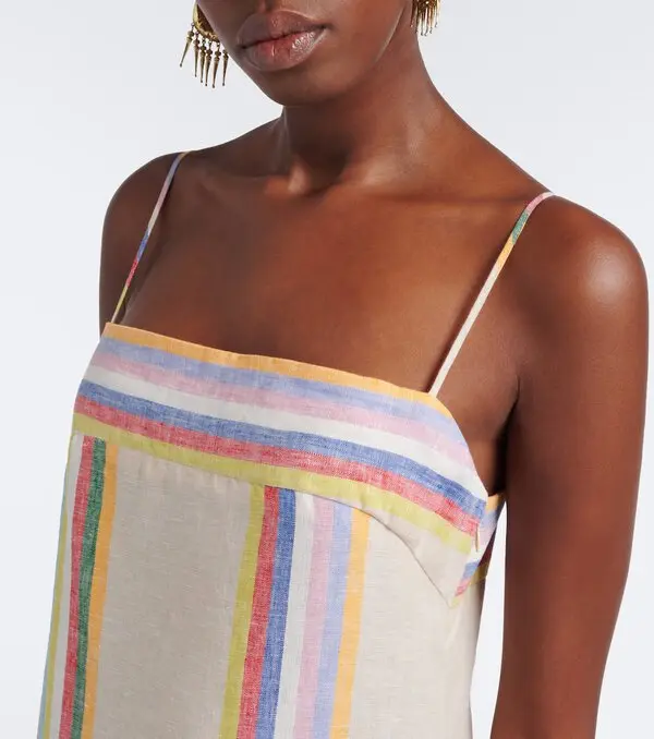 Staud Laura Striped Linen Maxi Dress