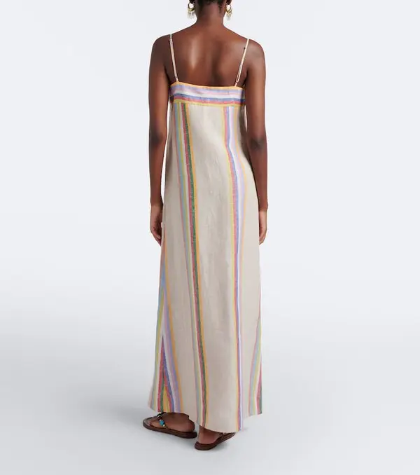 Staud Laura Striped Linen Maxi Dress