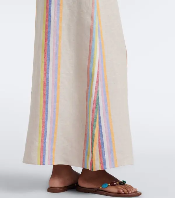 Staud Laura Striped Linen Maxi Dress