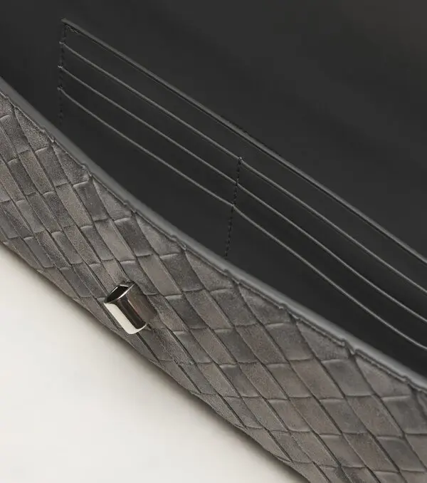 Bottega Veneta Andiamo Intrecciato Suede Clutch - Grey