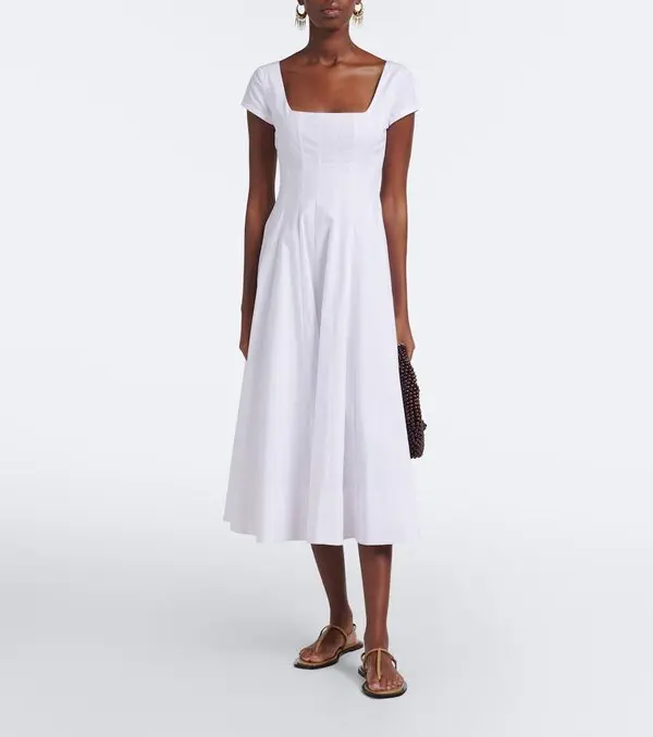Staud Wells Cotton Poplin Midi Dress
