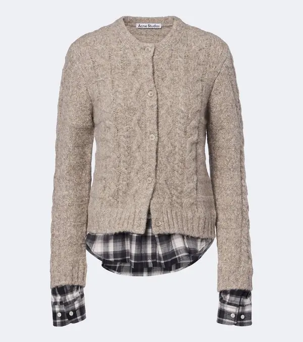 Acne Studios Layered Alpaca, Yak And Wool-blend Cardigan - Beige