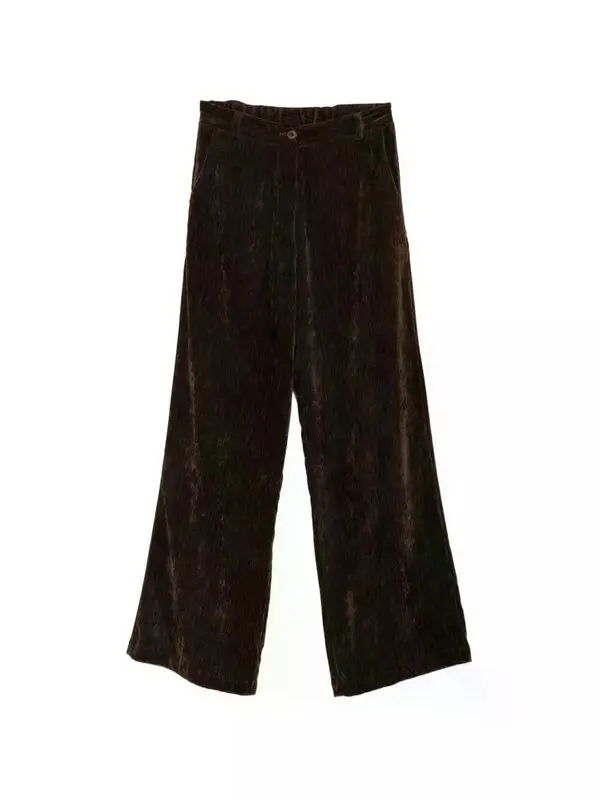 VIRGINIA BIZZI Corduroy-effect Wide-leg Trousers - Brown