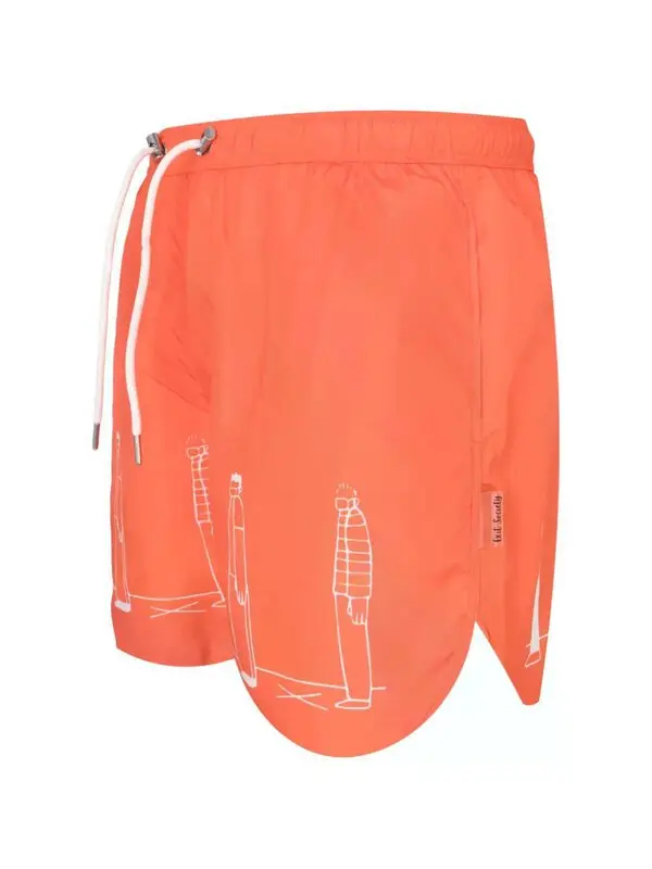 EXIT SOCIETY Graphic-print Drawstring Swim Shorts