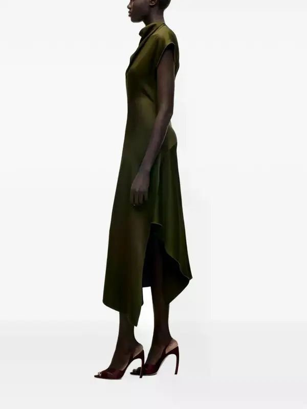 Victoria Beckham Draped Satin Midi Dress - Green