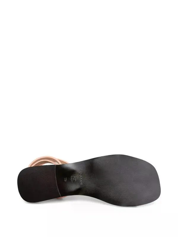 POLLINI Blush Beige Pebbled Leather Wrap-around Ankle Strap Sandals - Neutrals