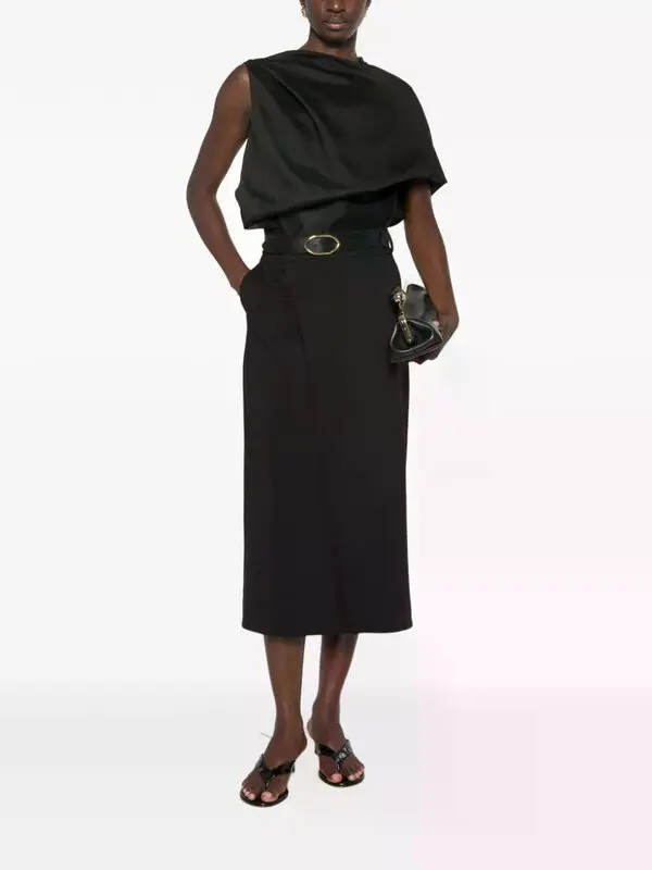 Alpha Studio Belted Wrap Midi Skirt