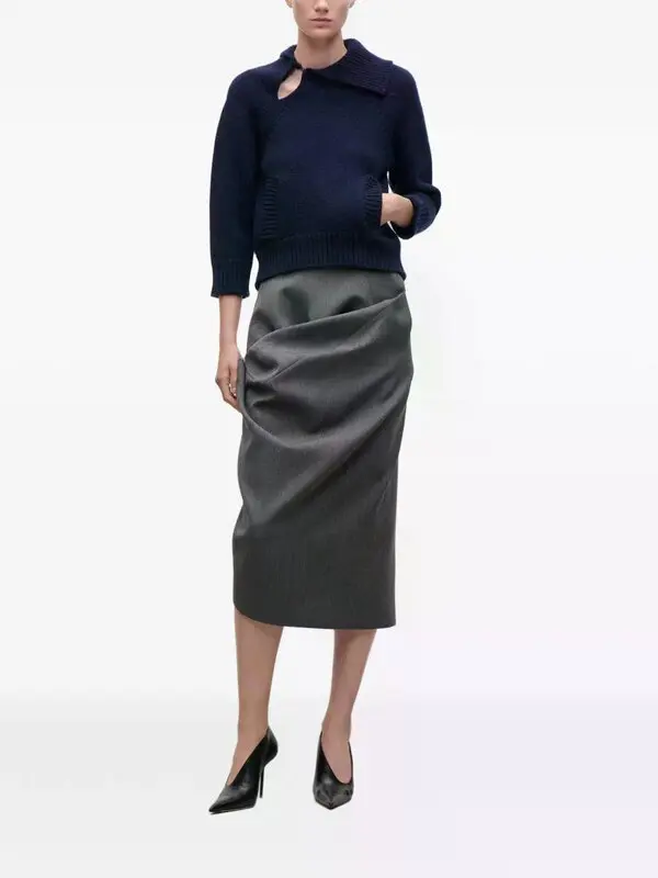 Victoria Beckham Asymmetric Draped Midi Skirt