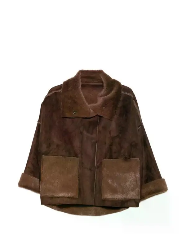 COLLECTION PRIVEE? Shearling-trim Panelled Coat