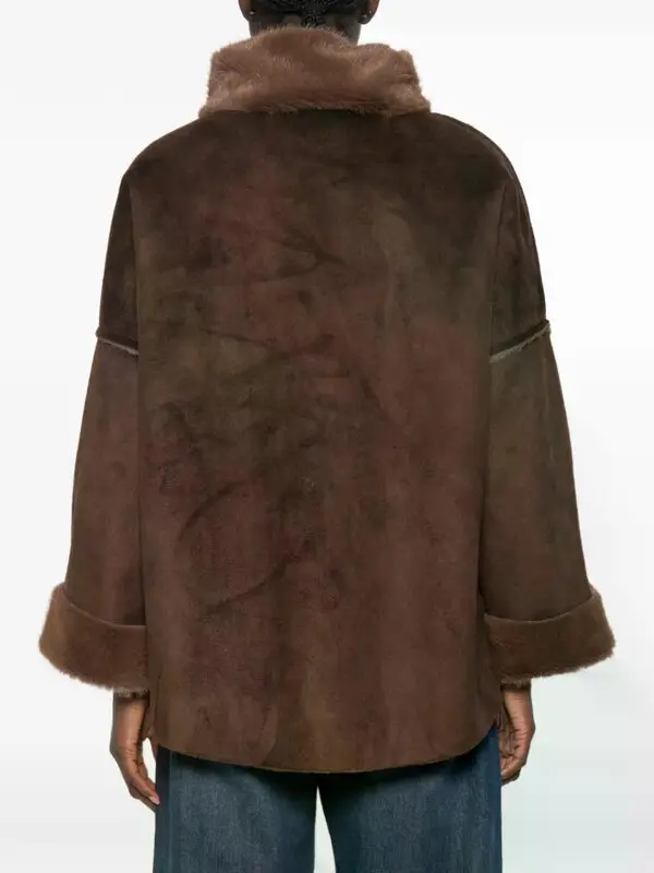 COLLECTION PRIVEE? Shearling-trim Panelled Coat