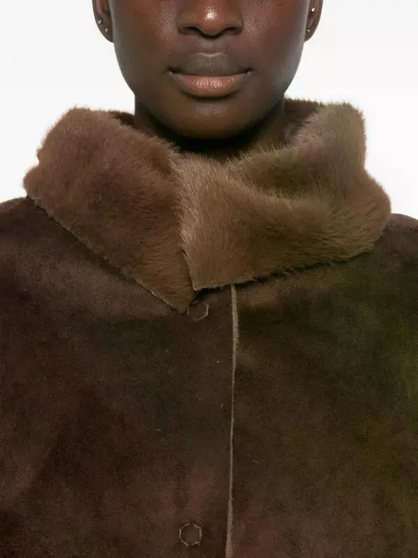 COLLECTION PRIVEE? Shearling-trim Panelled Coat