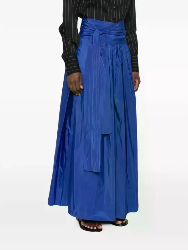 CO.GO Tie-waist Gathered Maxi Skirt - Blue