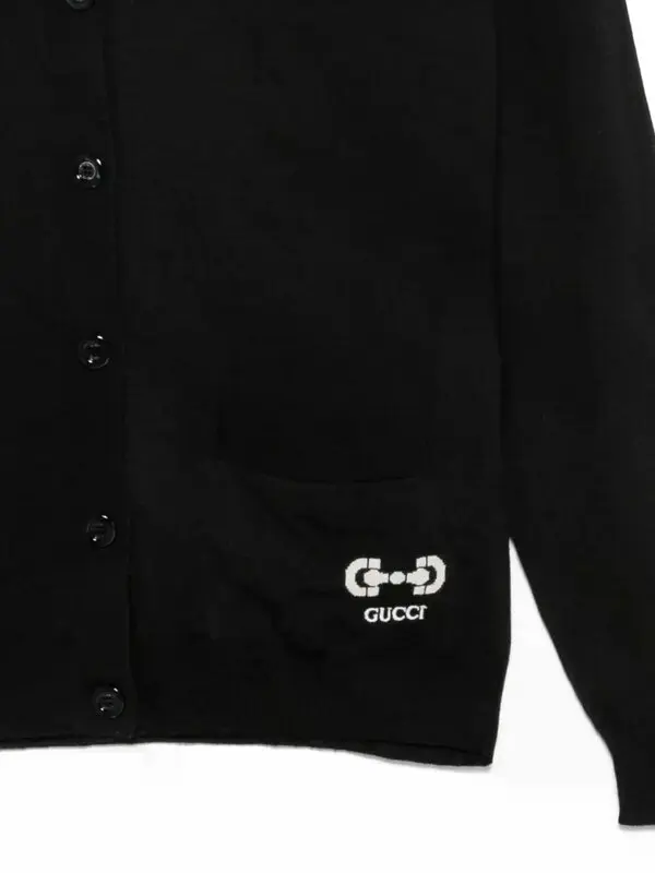 Gucci Embroidered Wool V-neck Cardigan