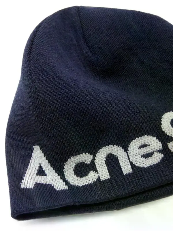 Acne Studios Logo-intarsia Beanie Hat - Blue