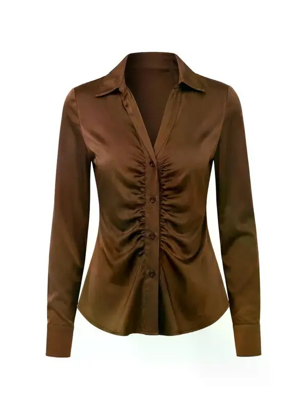Marella Ruched Satin-finish Shirt