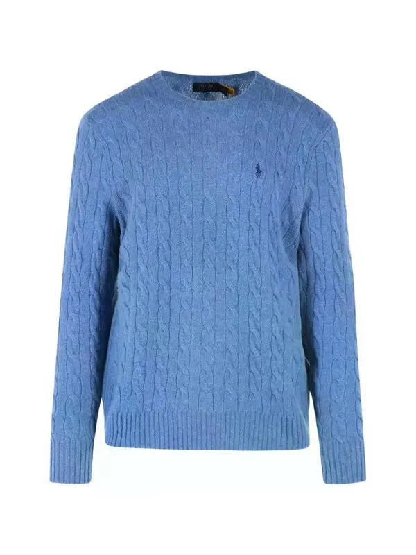 Polo Ralph Lauren Cable-knit Embroidered-logo Sweater - Blue
