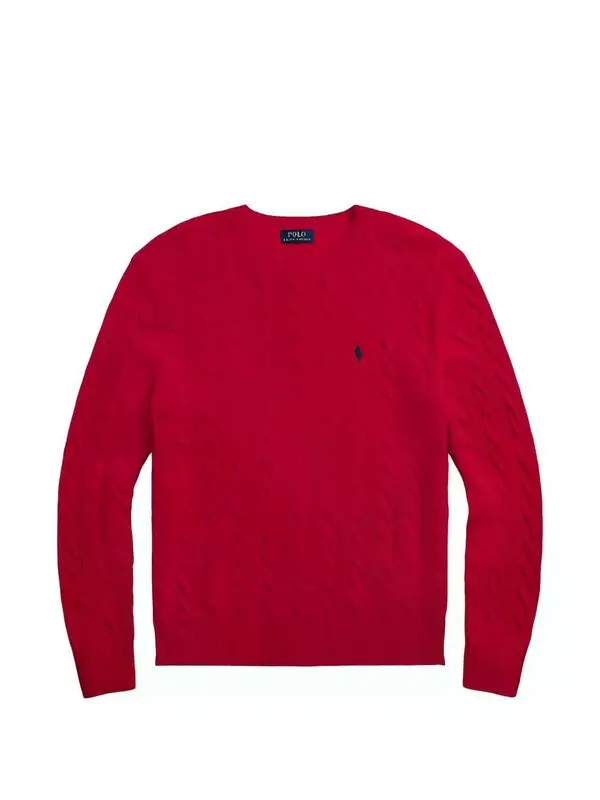 Polo Ralph Lauren Cable-knit Embroidered-logo Sweater - Red
