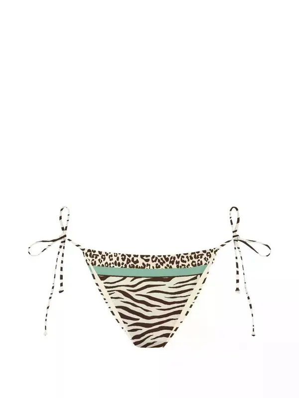 MC2 SAINT BARTH Animal-print Side-tie Bikini Bottoms - Neutrals